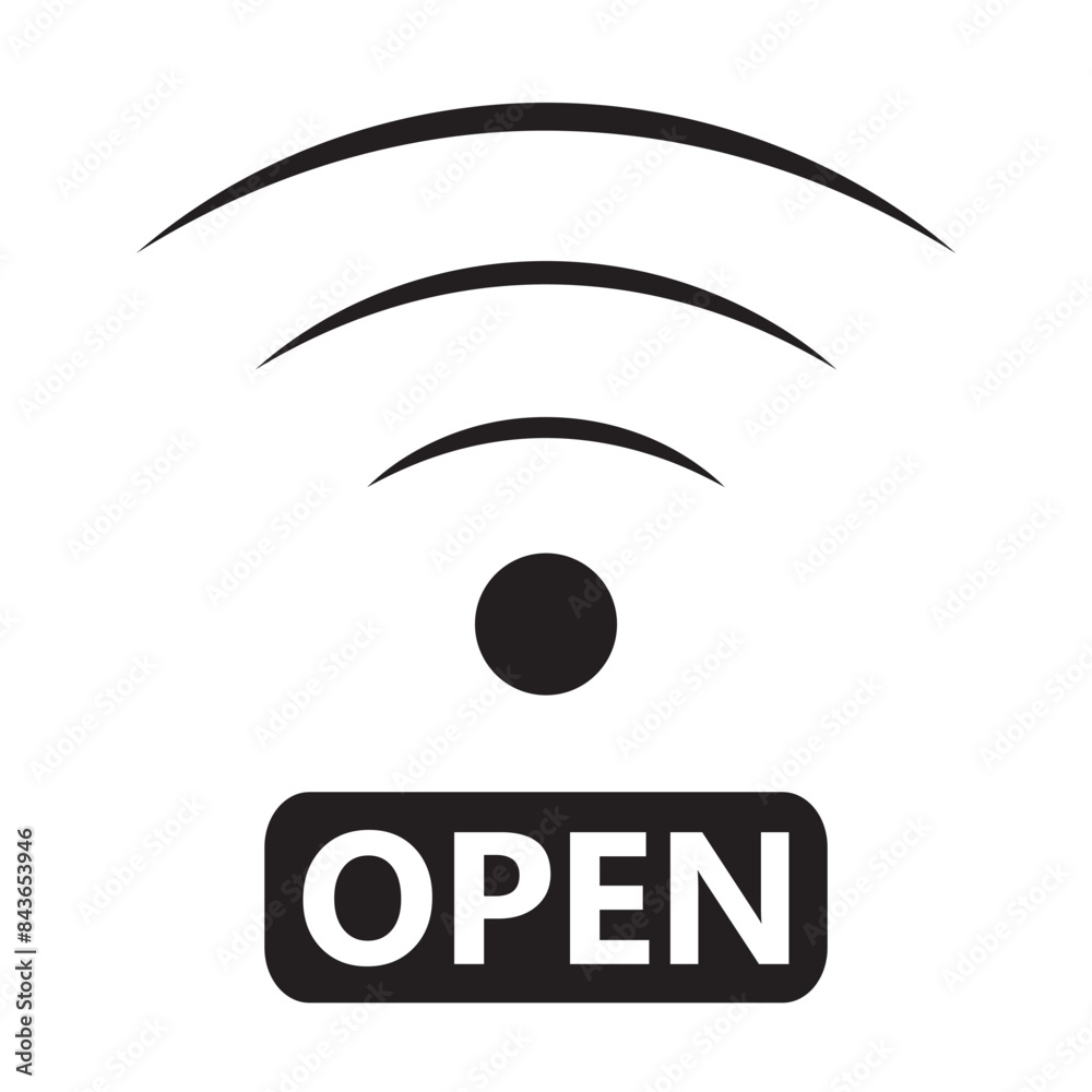 Open internet Connection symbol isolated on white background. Free ...