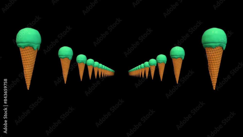 Popsicles turn arond on black background 4k 3d looped animation. Summer ...