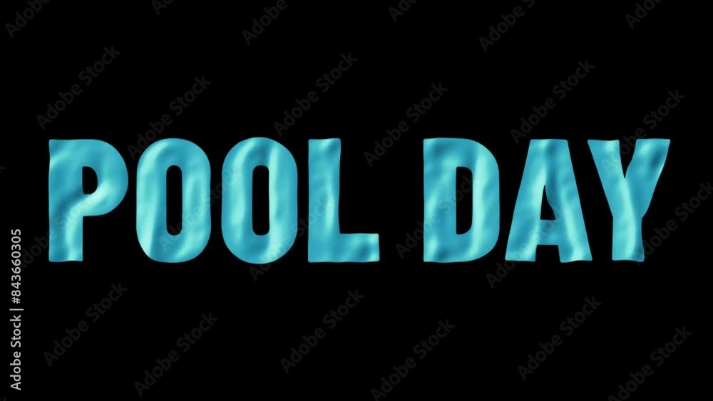 Swimming pool day top view, words in a blue swimming pool on sunny day ...