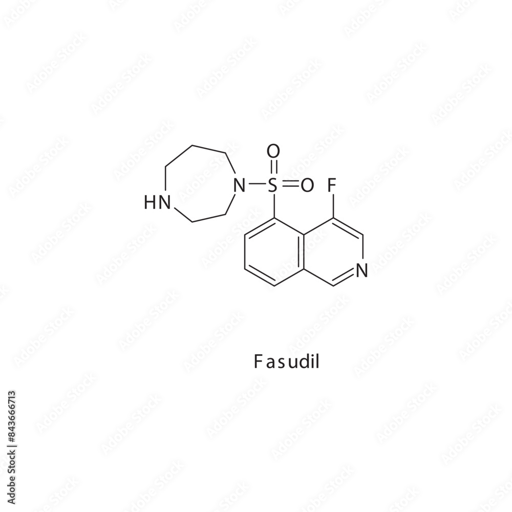Fasudil flat skeletal molecular structure Rho-Kinase Inhibitor drug ...