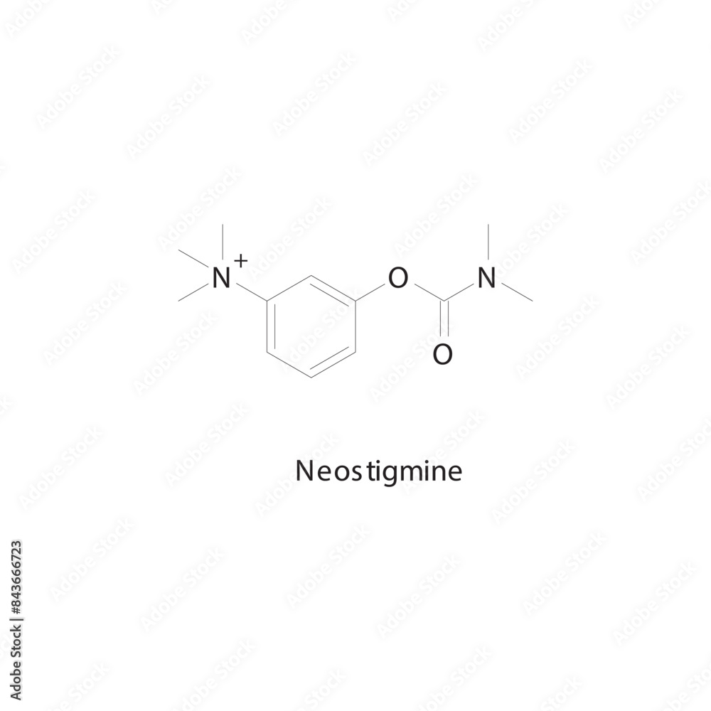 Neostigmine flat skeletal molecular structure Acetylcholinesterase ...