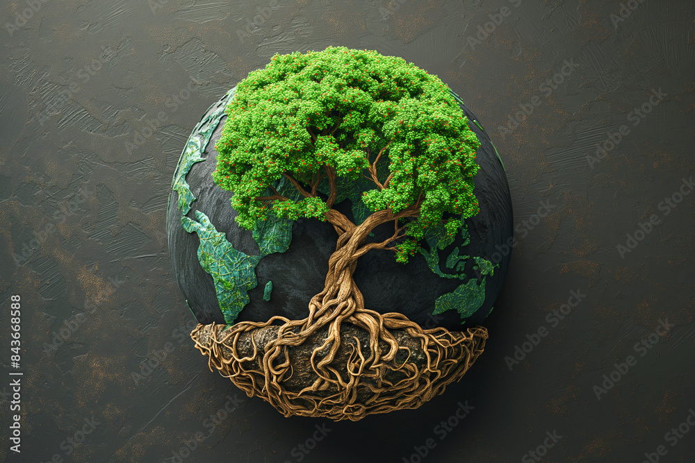 Word Tree with intertwined roots is growing on the background of the ...