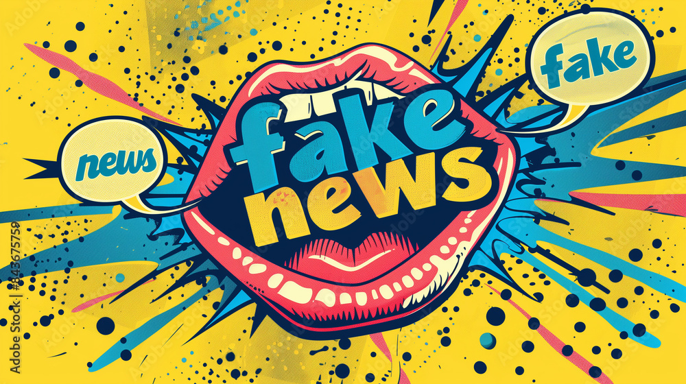 Contemporary art collage. Screaming mouth in pop art style on a yellow ...