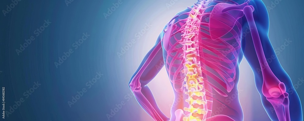 Back pain causes flat design side view anatomy chart water color ...