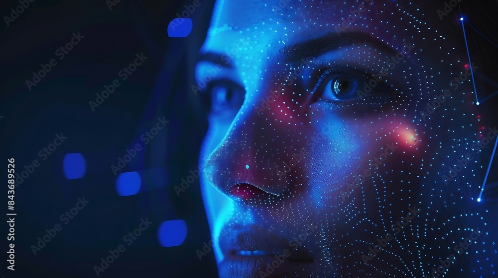 Technological Scanning Biometric Facial Recognition Face Id ...