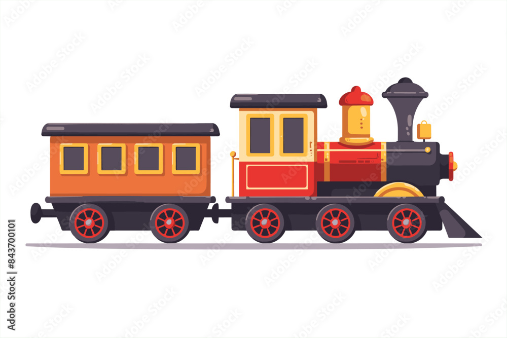 Cartoon Train. European Steam Train Icon Set. Drawing of train on white ...