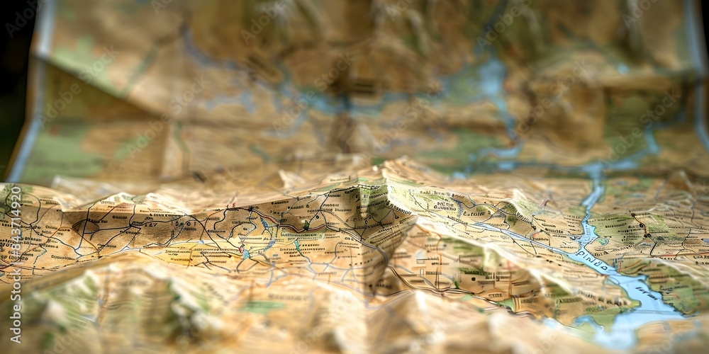 Pinpointed map location highlights adventure navigation and travel ...