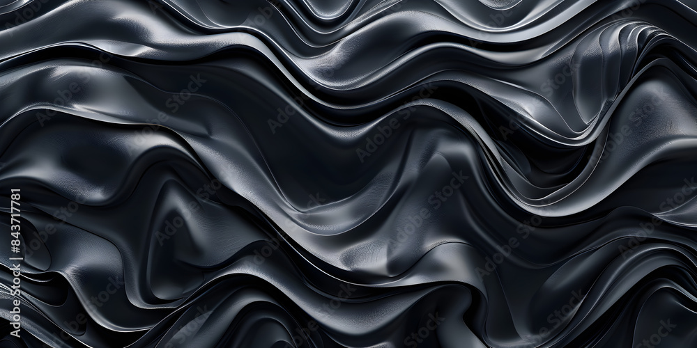 ภาพประกอบสต็อก Liquid black wavy plastic texture Wrinkle silicone sheet ...