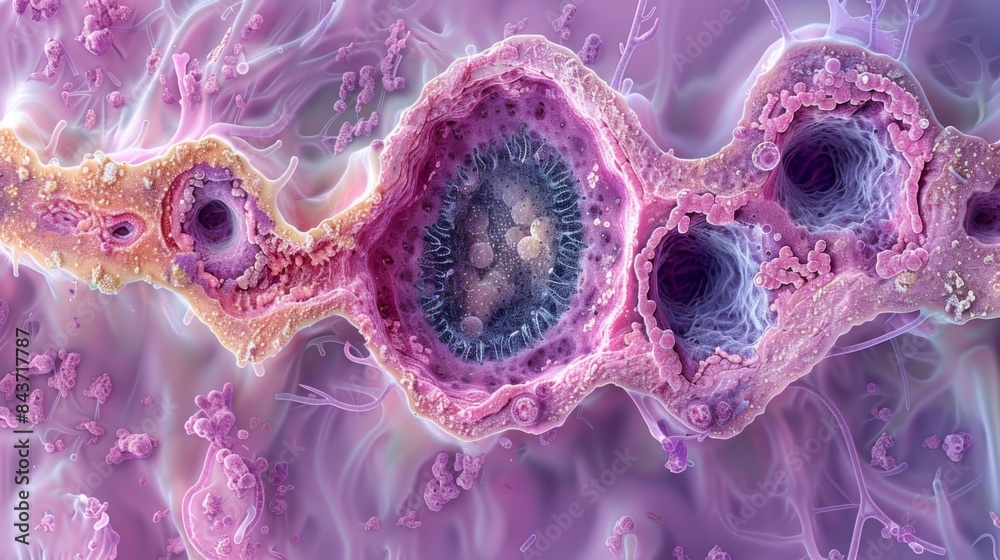 A detailed microscopic view of the nephrons within the kidney ...