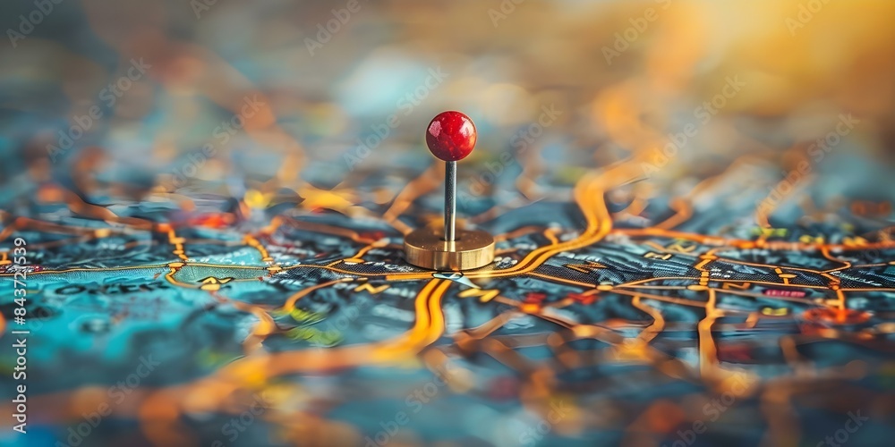 Compass pin marks location on world map with magnetic precision and ...