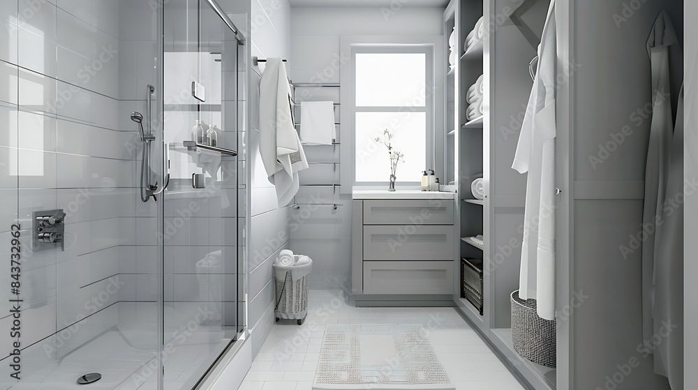 bright clean bathroom with white porcelain glass shower elegant tile ...
