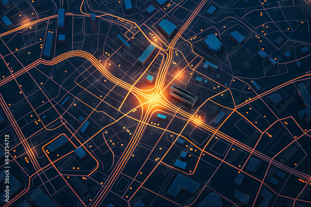 Location tracks dashboard. City street road. City streets and blocks ...