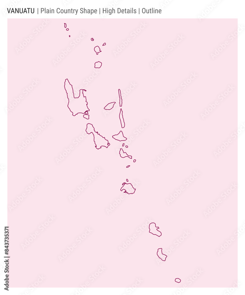 Vanuatu plain country map. High Details. Outline style. Shape of ...