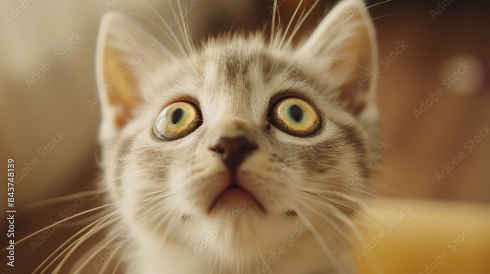.surprised cat make big eyes. American shorthair surprised cat or kitten funny face big eyes ...