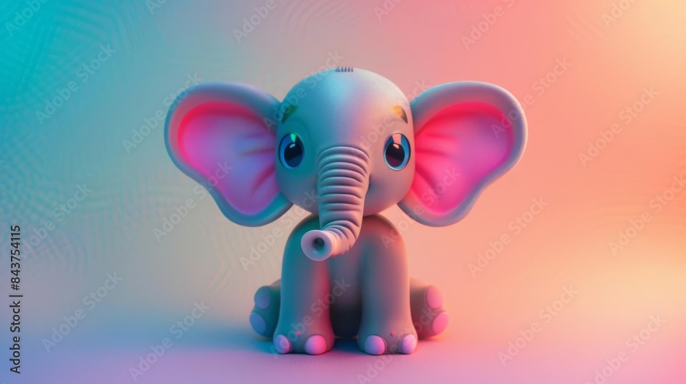 Enchanting 3D Kawaii Labubu doll rendered as a tiny elephant, with ...
