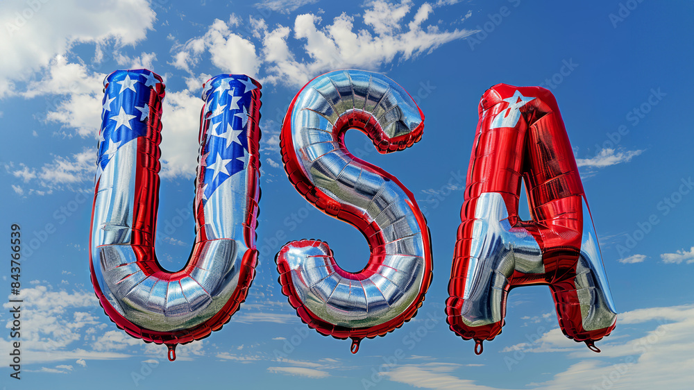 Large mylar helios balloons in the shape of inflatable letters “USA ...