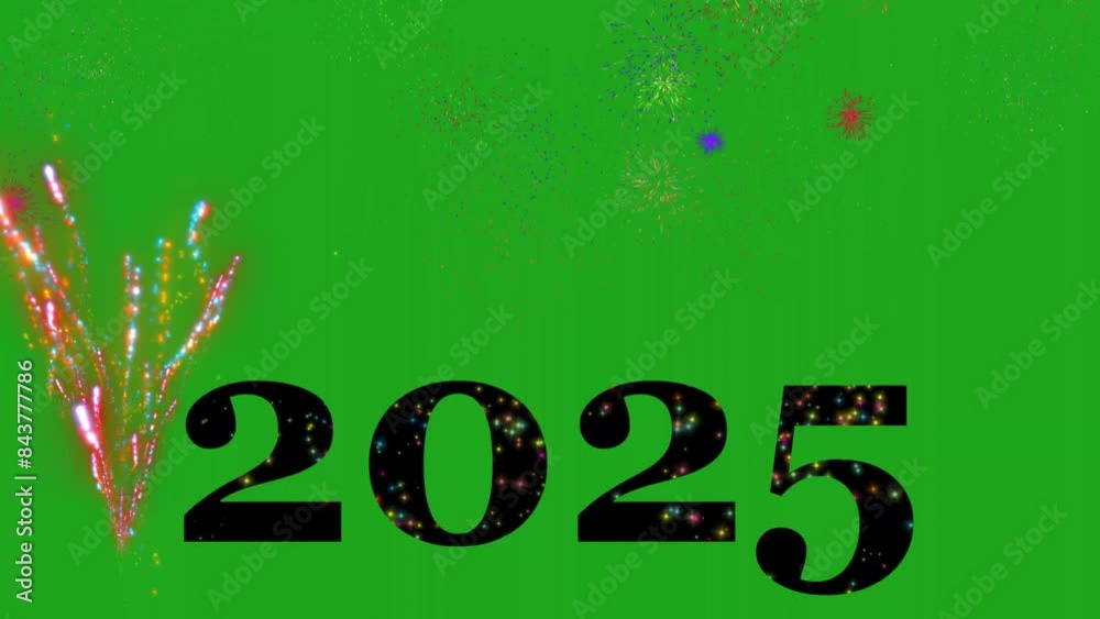 2025 with colorful fireworks green screen motion graphics Stock 비디오 ...