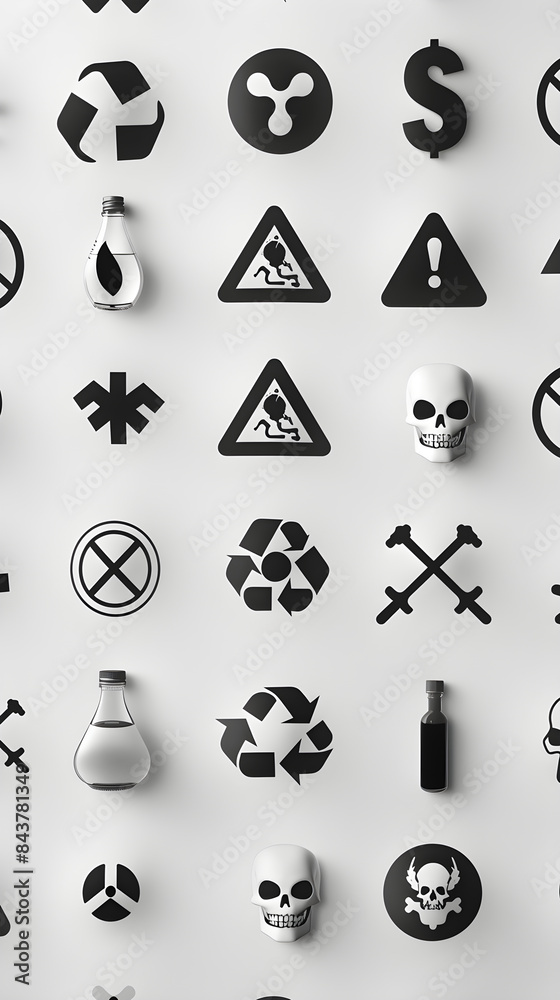 Comprehensive Collection of Hazard Symbols Representing Various Types ...
