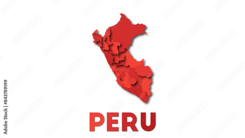 Peru map showing regions. Animated country map with title. 4k ...