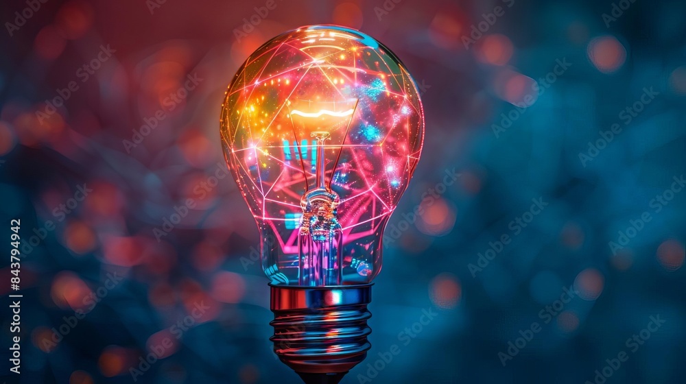 Light bulb with a nanotechnology diagram inside, representing a ...