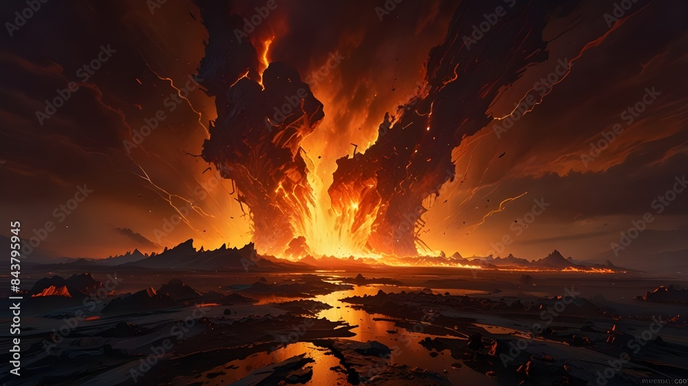 Earthquake molten lava magma volcano eruption natural nature disaster ...