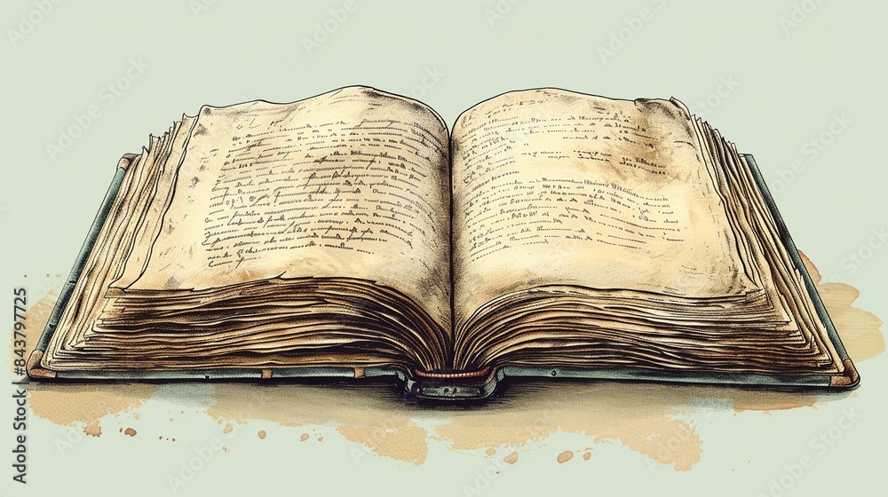 An empty sketchbook gradually filled with intricate and detailed ...