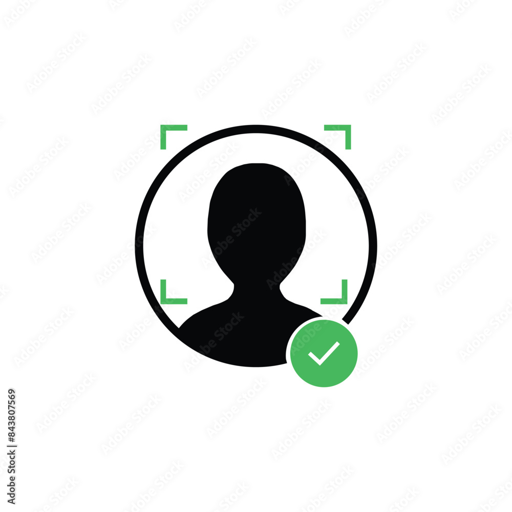 face id scanner logo with check mark. flat style trend simple logotype ...