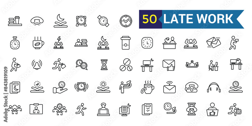 Late work icon. Outline late work vector icon for ui design. Outline ...