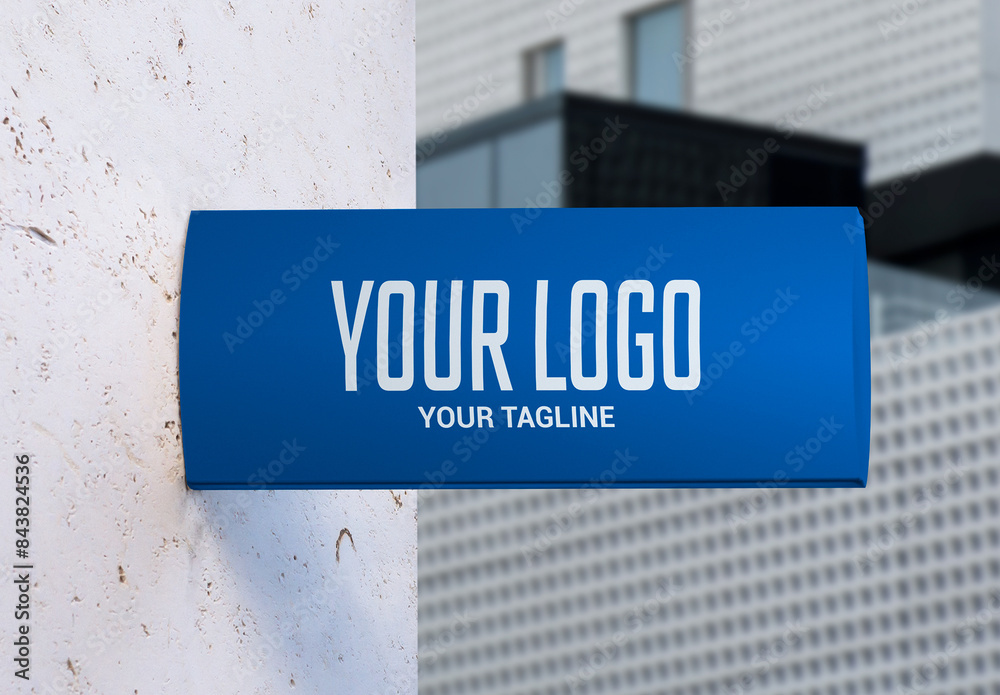 Logo Mockup Template Style Effect Wall Badge Sign Signboard Metal Text ...