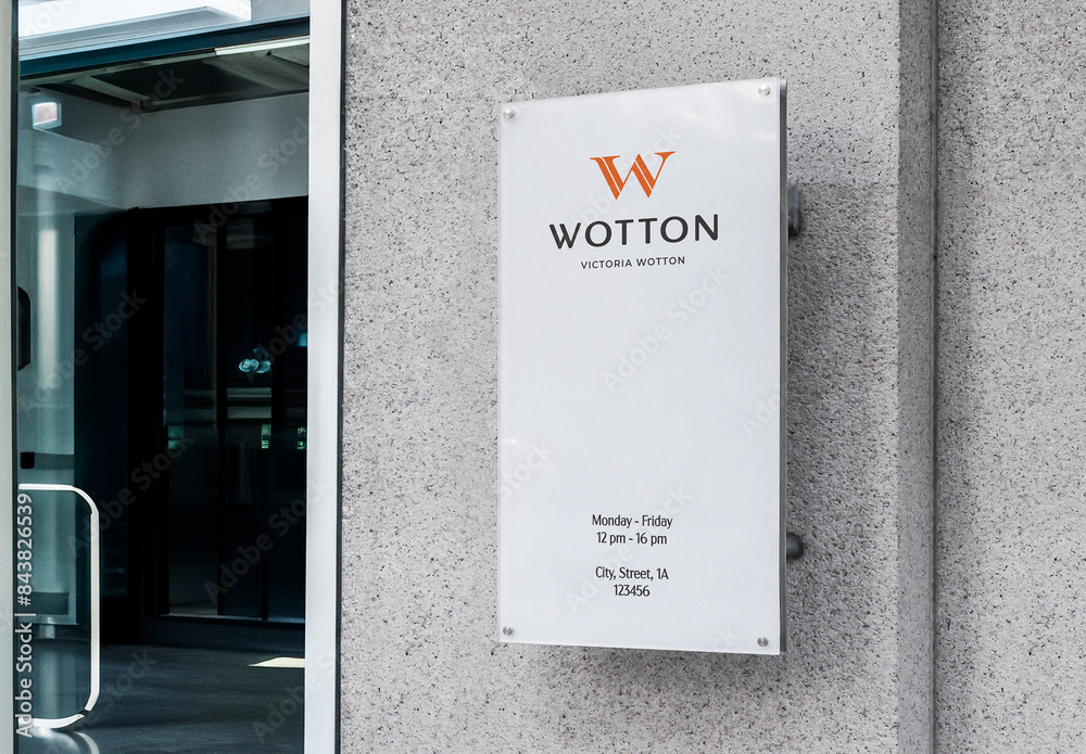 Logo Mockup Template Style Effect Wall Badge Sign Signboard Metal Text ...