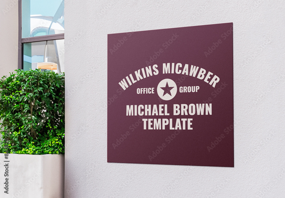 Logo Mockup Template Style Effect Wall Badge Sign Signboard Metal Text ...