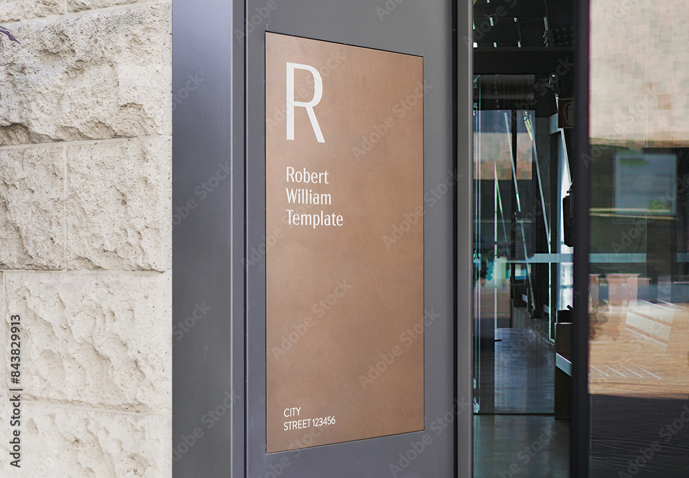 Entrance Logo Mockup Template Style Effect Wall Badge Sign Signboard ...