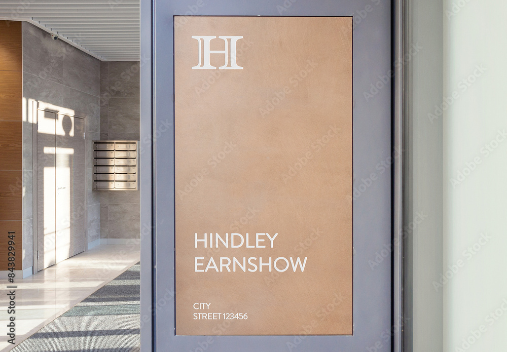 Entrance Logo Mockup Template Style Effect Wall Badge Sign Signboard ...