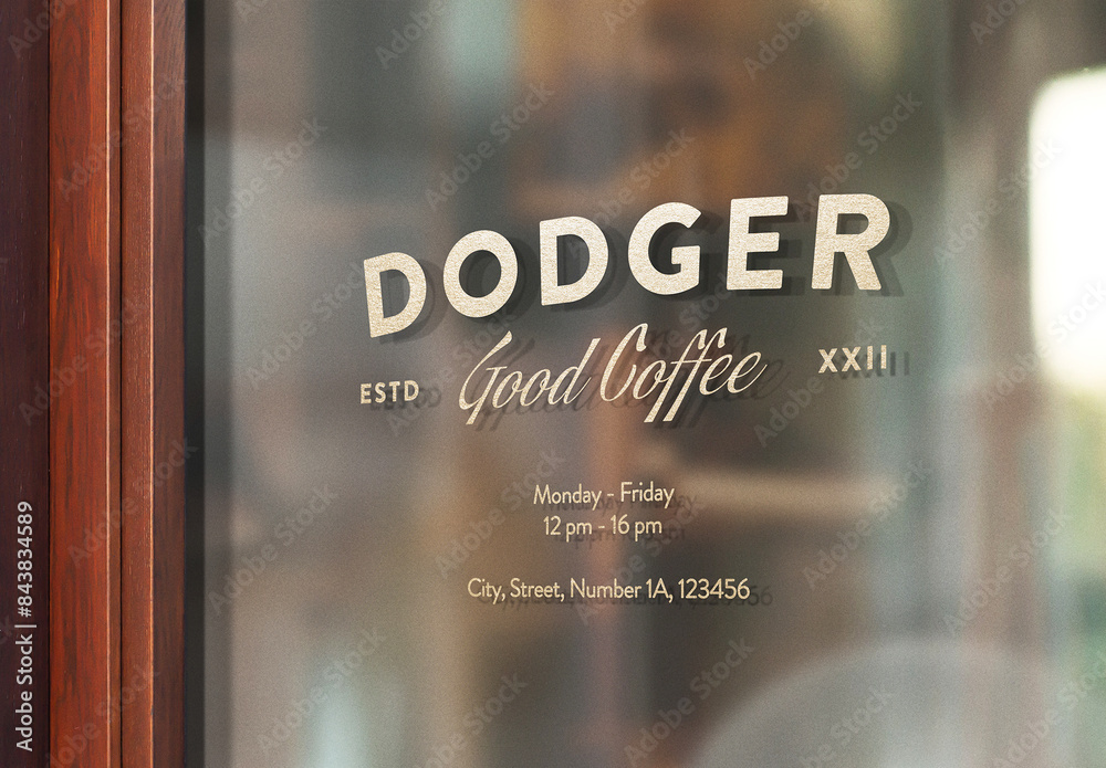 Window Logo Mockup Template Style Effect Wall Badge Sign Signboard ...