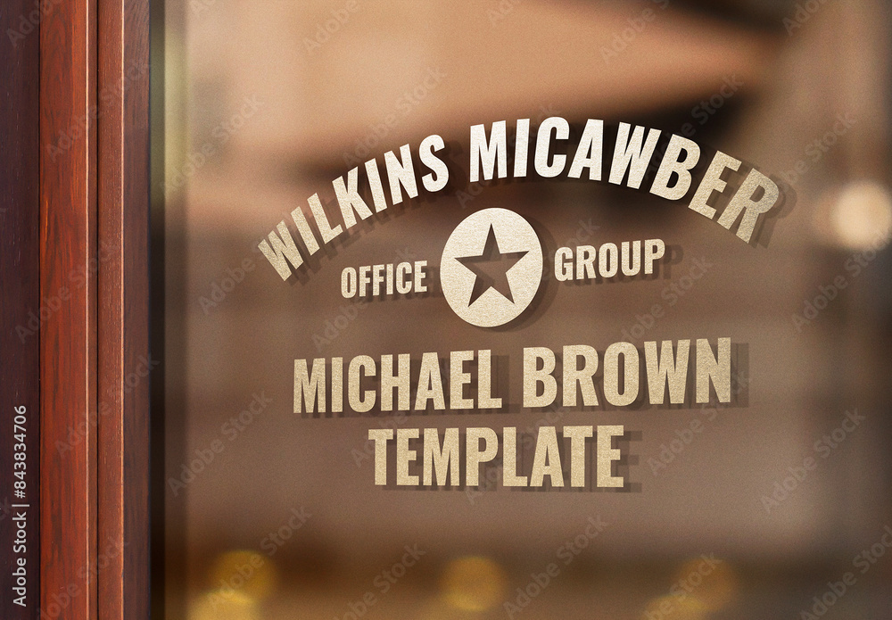 Window Logo Mockup Template Style Effect Wall Badge Sign Signboard ...