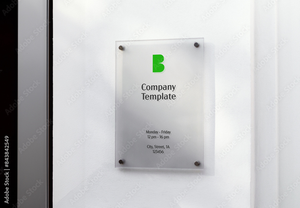 Entrance Logo Mockup Template Style Effect Wall Badge Sign Signboard ...