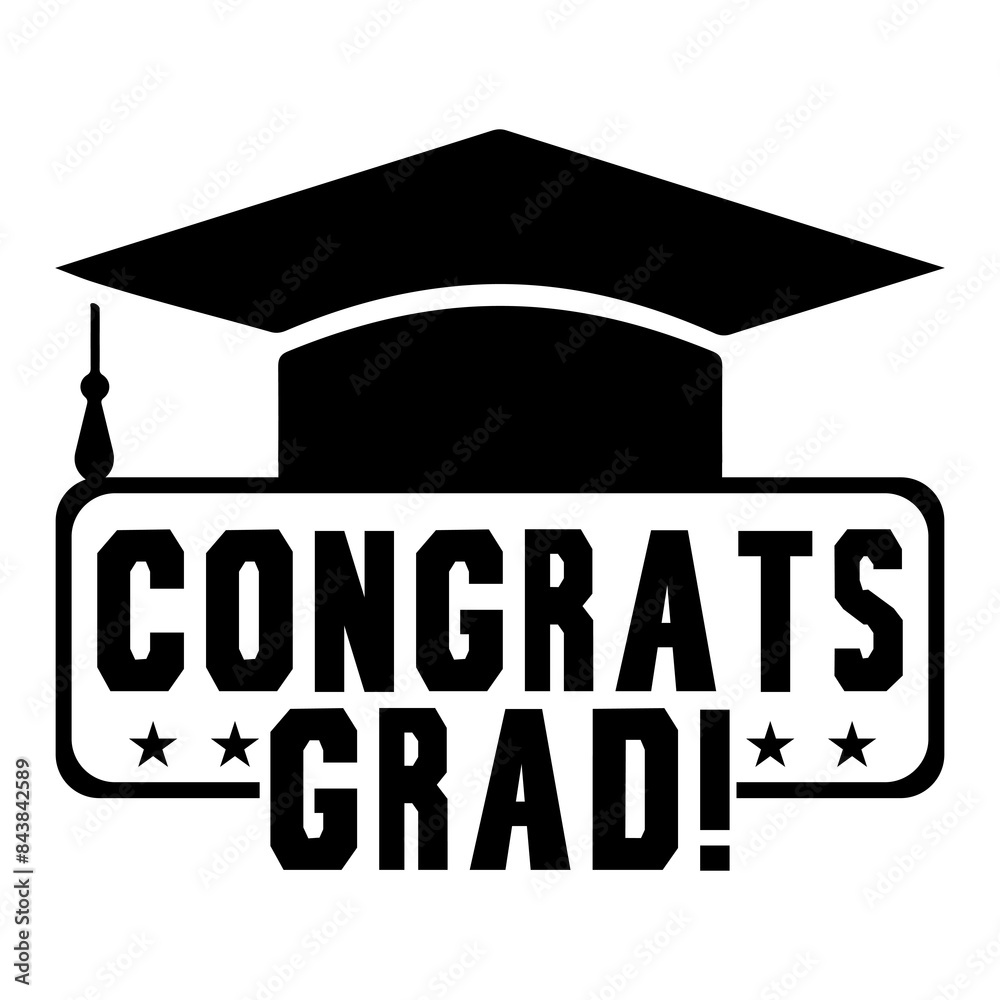 Graduation congrats grad typography clip art design on plain white ...