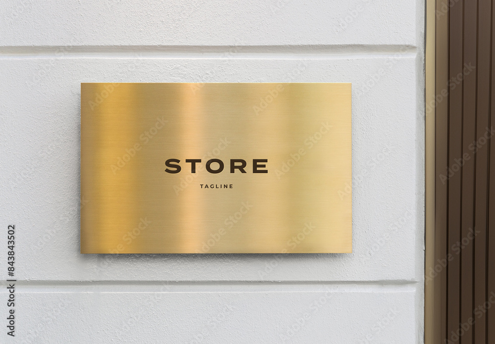 Entrance Logo Mockup Template Style Effect Wall Badge Sign Signboard ...