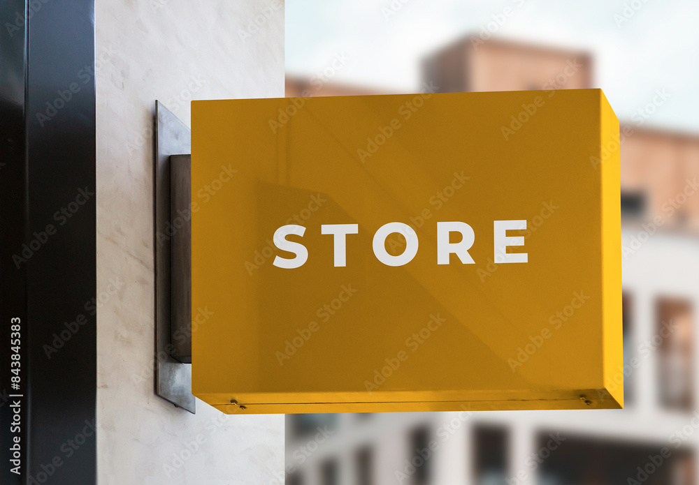 Logo Mockup Template Style Effect Wall Badge Sign Signboard Metal Text ...