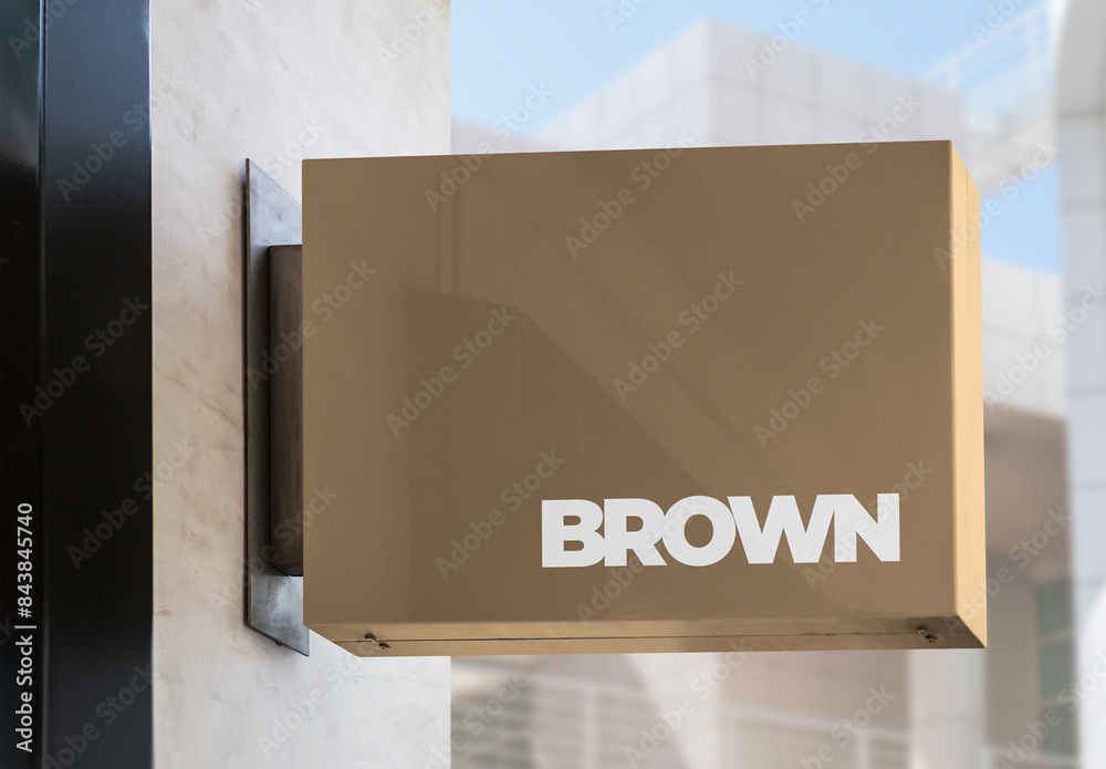 Logo Mockup Template Style Effect Wall Badge Sign Signboard Metal Text ...
