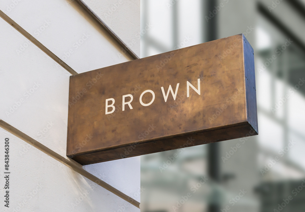 Logo Mockup Template Style Effect Wall Badge Sign Signboard Metal Text ...