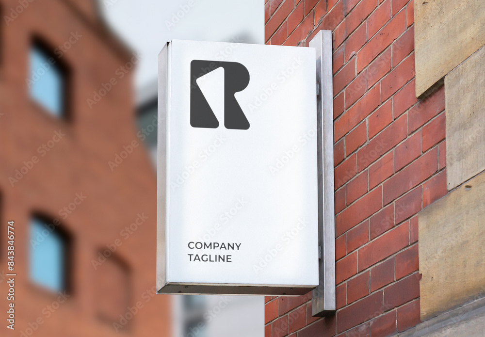 Logo Mockup Template Style Effect Wall Badge Sign Signboard Metal Text ...