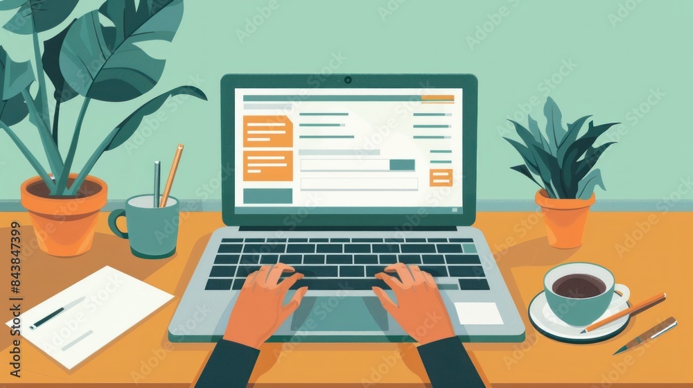 An animated illustration of a job applicant filling out an online ...