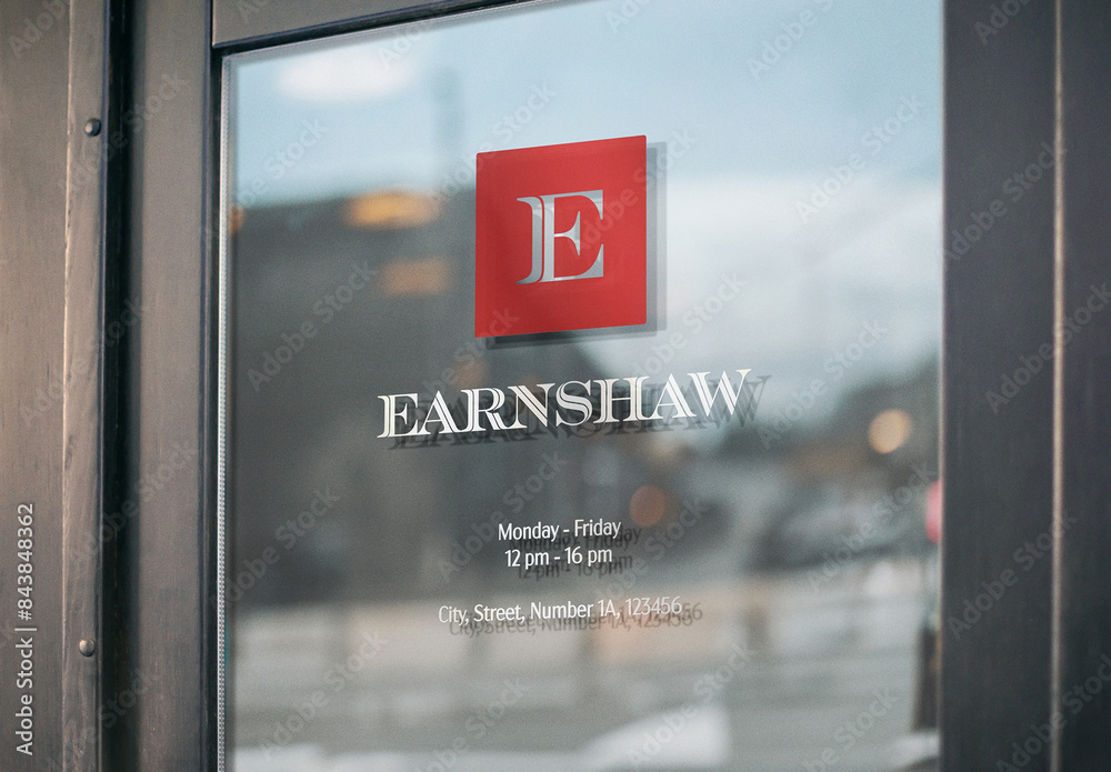 Window Logo Mockup Template Style Effect Wall Badge Sign Signboard ...