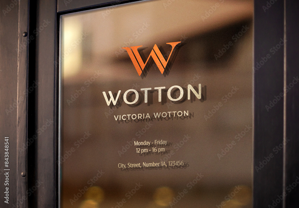 Window Logo Mockup Template Style Effect Wall Badge Sign Signboard ...