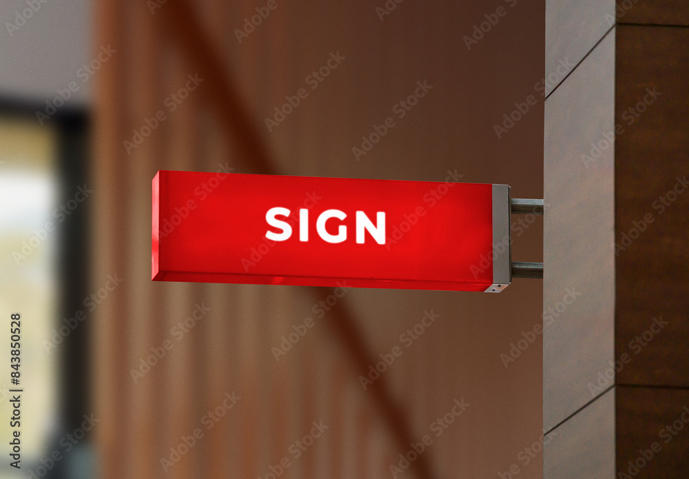 Indoor Logo Mockup Template Style Effect Wall Badge Sign Signboard ...