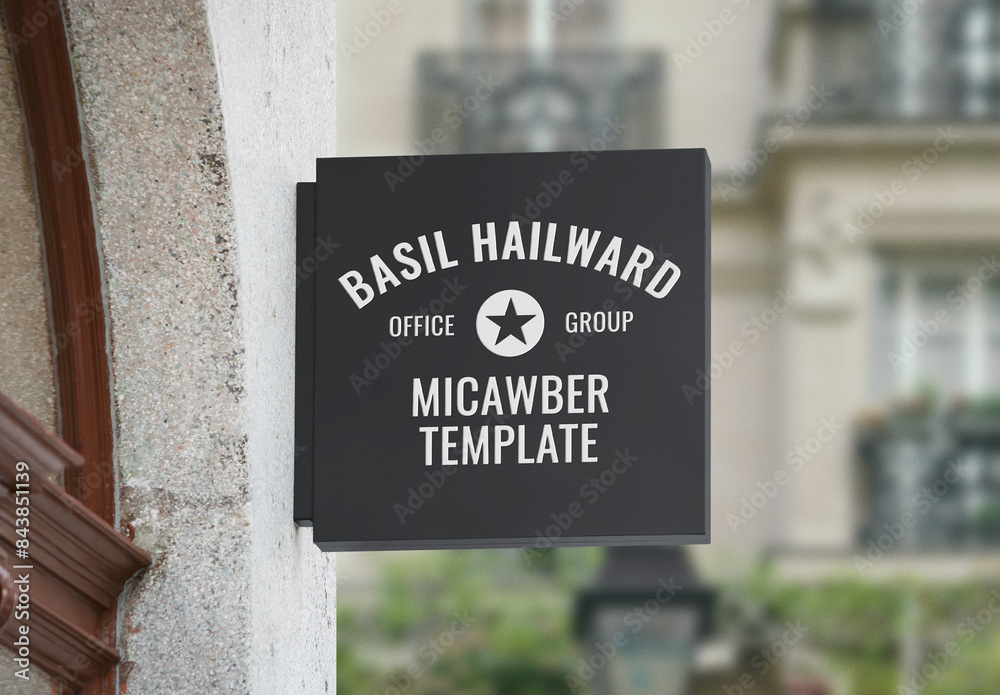 Logo Mockup Template Style Effect Wall Badge Sign Signboard Metal Text ...