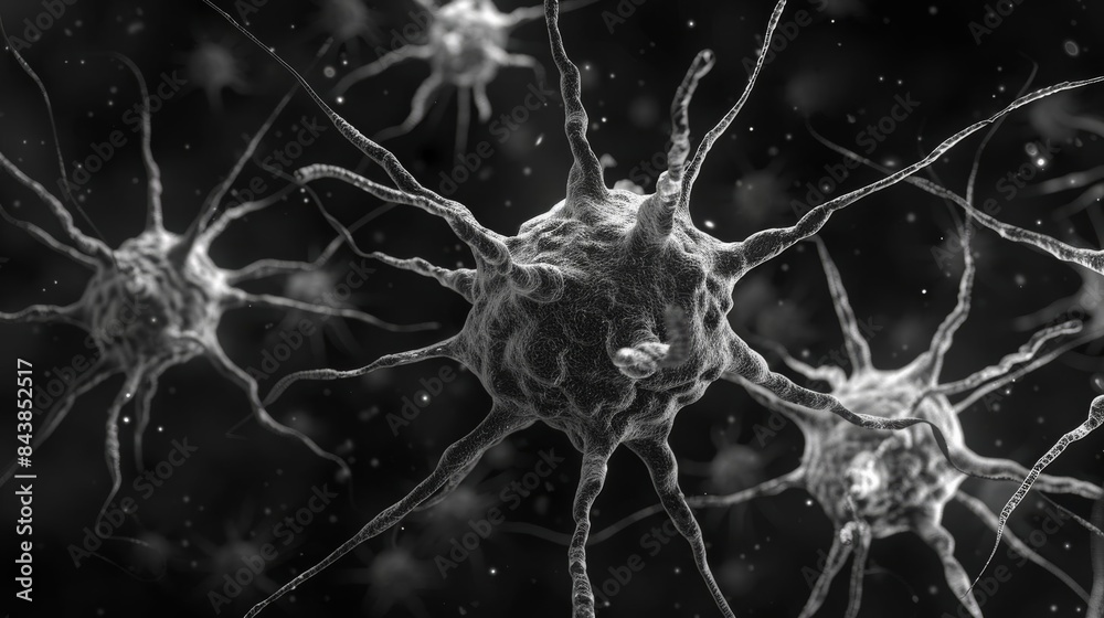 Human brain neurons flat design top view neuroscience theme 3D render ...