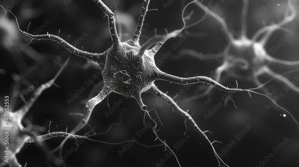 Human brain neurons flat design top view neuroscience theme 3D render ...