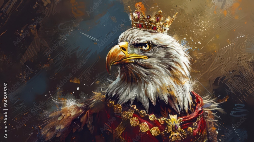 majestic bald eagle in regal kings attire digital painting Stock ...